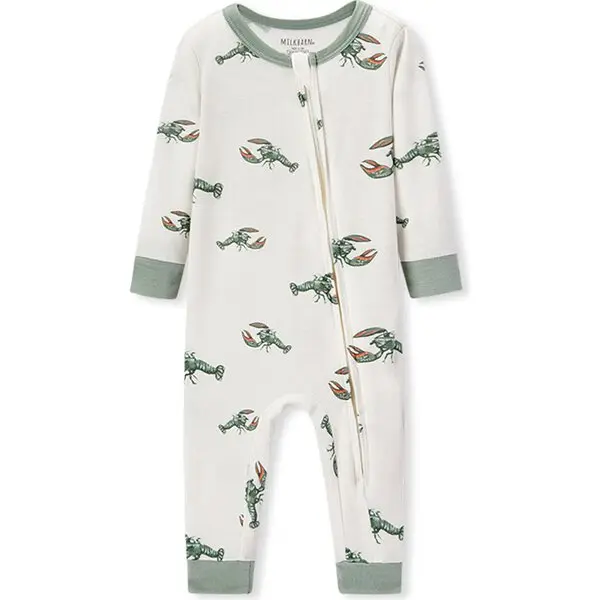 MILKBARN Luxe Stretch Zipper Pajama - Mint Lobster