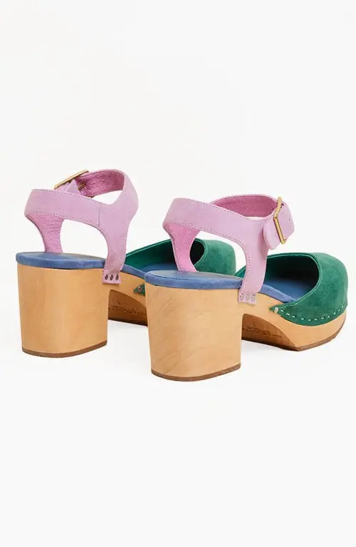 Charlotte Stone Maud Multicolor Ankle Strap Platform Clog - Juniper