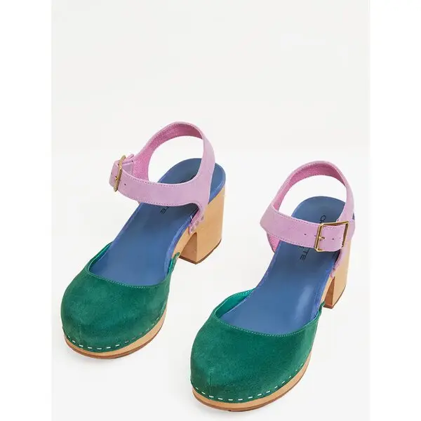 Charlotte Stone Maud Multicolor Ankle Strap Platform Clog - Juniper