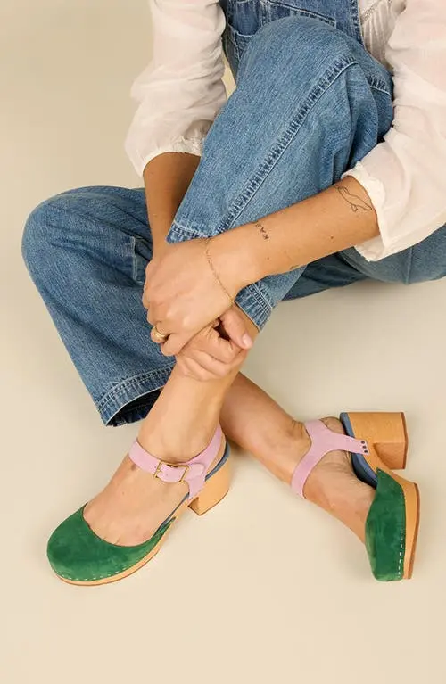 Charlotte Stone Maud Multicolor Ankle Strap Platform Clogs - Juniper