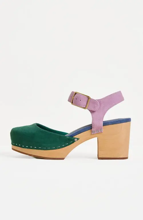 Charlotte Stone Maud Multicolor Ankle Strap Platform Clogs - Juniper