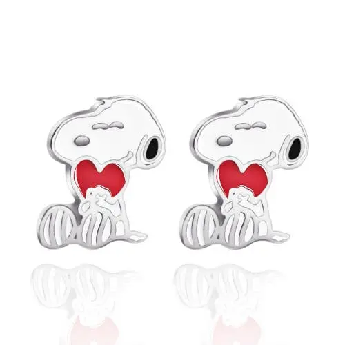 PEANUTS Snoopy Heart Stud Earrings