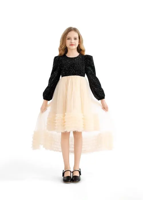 TULLEEN Sequin Bow T-shirt And Skirt Set - Black
