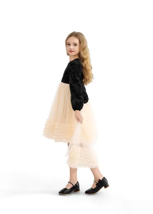 TULLEEN Sequin Bow T-shirt And Skirt Set - Black