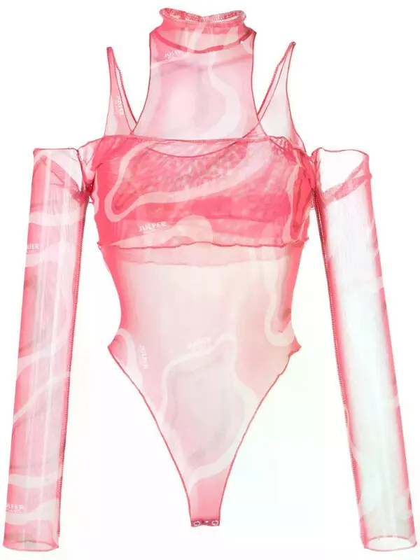 JULFER Wave-print Bodysuit - Pink