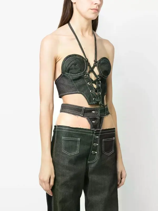 JULFER Corset-style Cotton Top - Black