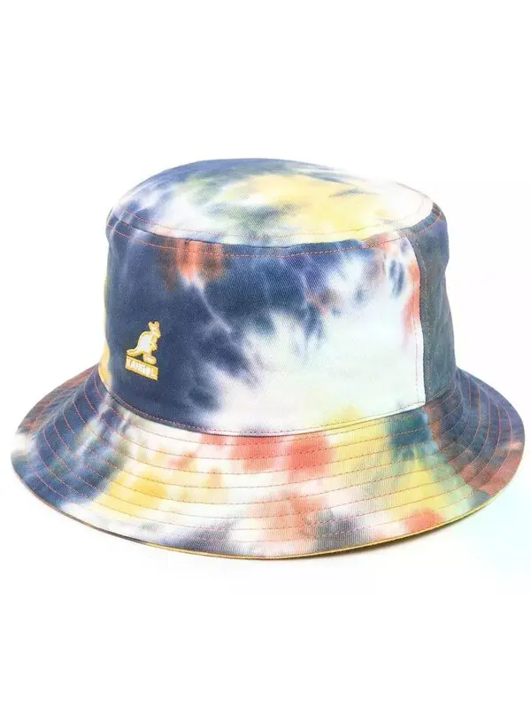 KANGOL Embroidered-logo Tie-dye Bucket Hat - Blue