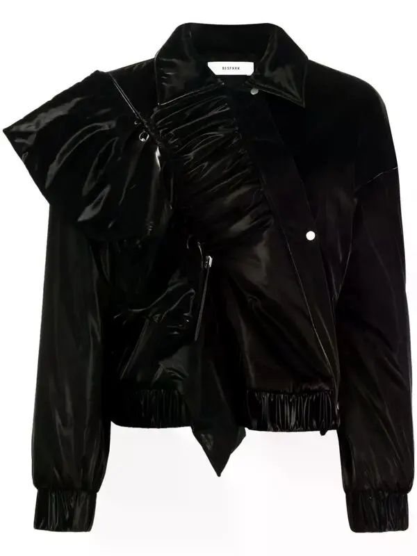 BESFXXK Frill-detail Button-up Bomber Jacket - Black