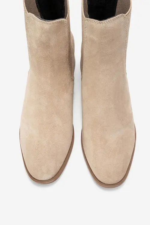 FOREVER & ALWAYS SHOES Neiva Leather Chelsea Boots - Beige Suede Leather