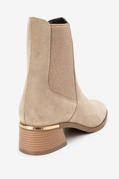 FOREVER & ALWAYS SHOES Neiva Leather Chelsea Boots - Beige Suede Leather
