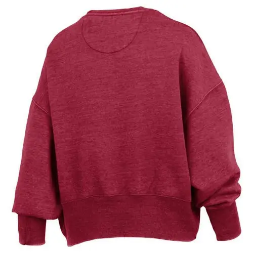PRESSBOX Alabama Tide Oversized Waist-length Crewneck Sweatshirt - Crimson