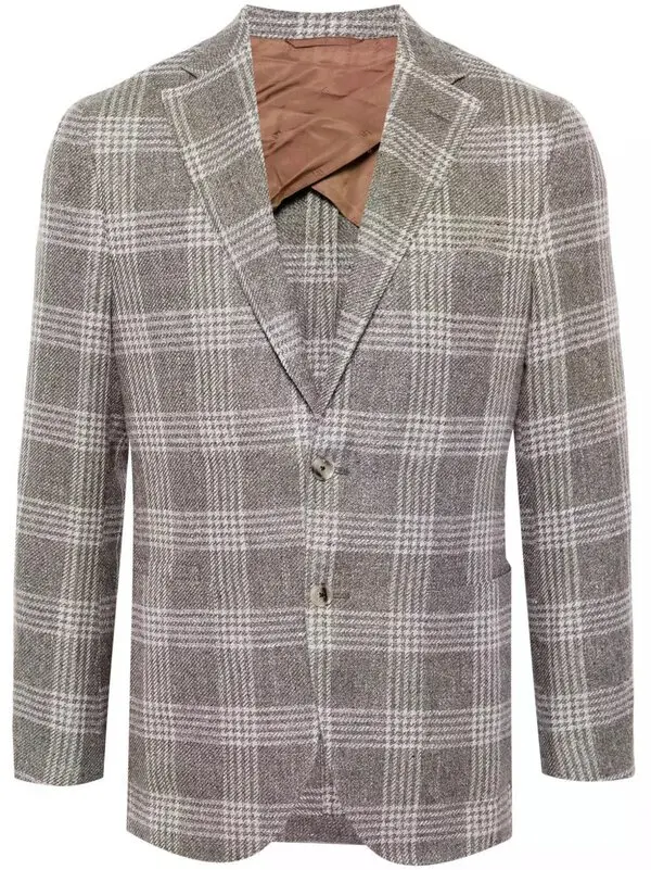 Luciano Barbera Single-breasted Tartan-check Blazer - Brown