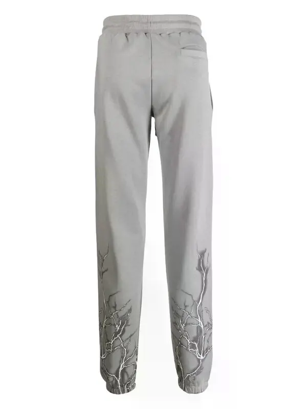 PHOBIA Lightning-print Cotton Track Trousers - Grey