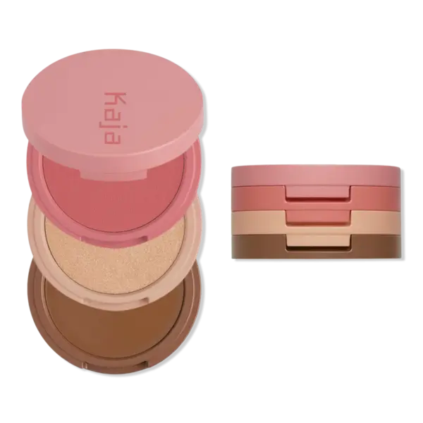 KAJA Play Bento Cream Bronzer, Powder Blush & Highlighter Trio - Cloud Latte