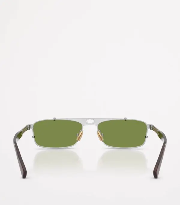Brunello Cucinelli Titanium Rectangular Paloma Sunglasses - Silver