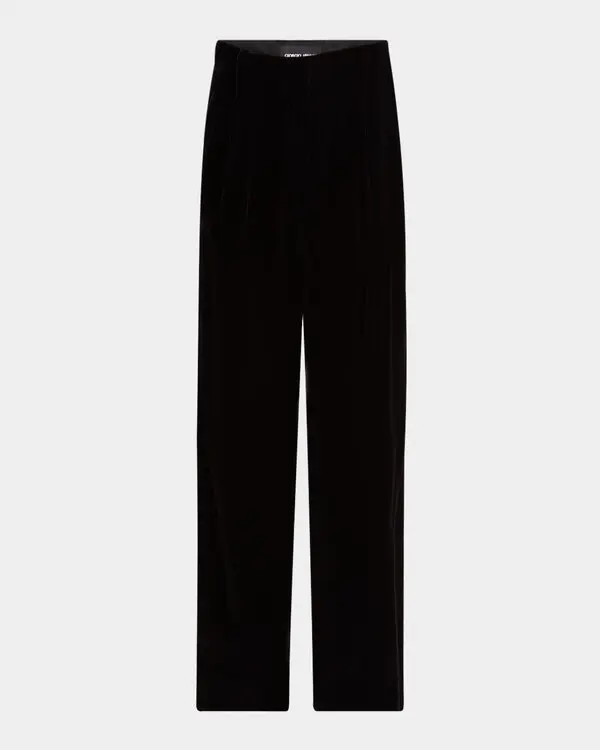 Giorgio Armani Pleated High-rise Velvet Trousers