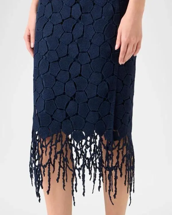 Akris Broken Stone Guipure Pencil Skirt - Navy