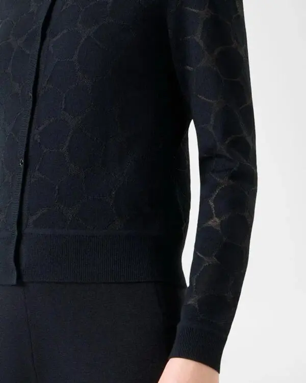 Akris Broken Stone Jacquard Wool-silk Cardigan