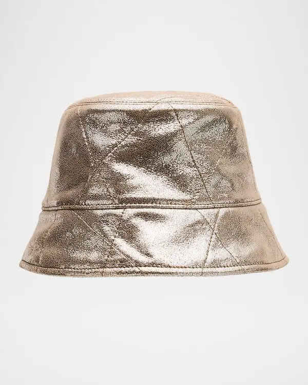 Brunello Cucinelli Metallic Leather Bucket Hat - C9048 Argento Beige