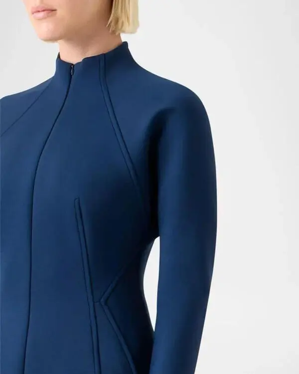 Akris Techno Neoprene Long-sleeve Zip-front Dress - Blue