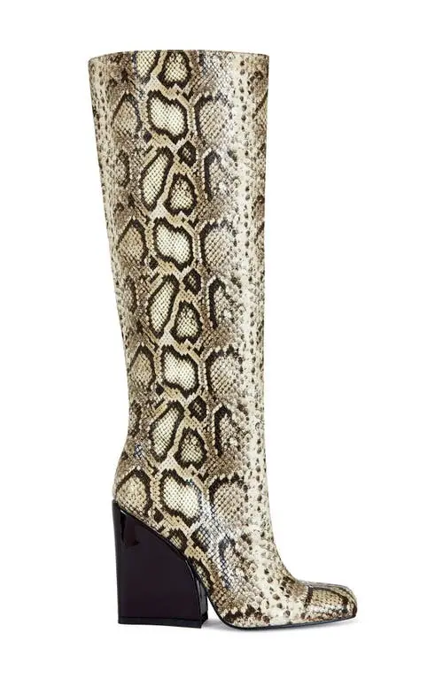 AZALEA WANG Evergreen Snakeskin Embossed Knee High Boots