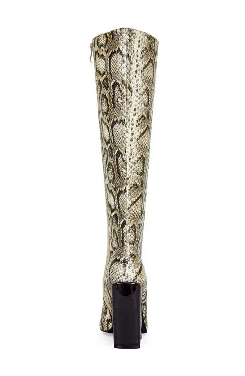 AZALEA WANG Evergreen Snakeskin Embossed Knee High Boots