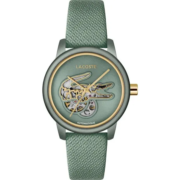Lacoste 12.12 Automatic Leather Strap Watch - Green