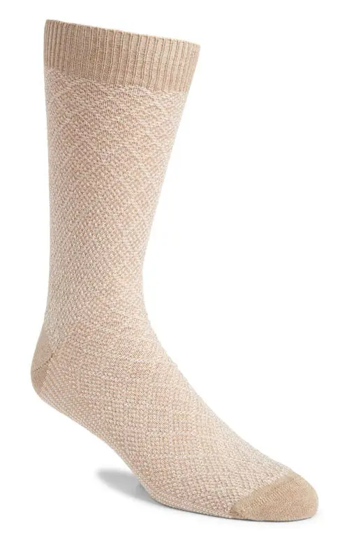 Canali Geo Jacquard Cotton Dress Socks - Beige