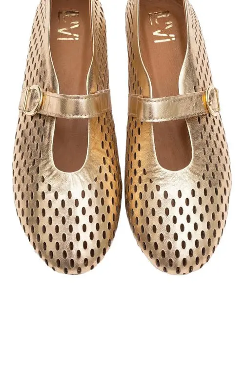 FOREVER & ALWAYS SHOES Arian Leather Ballet Flat - Gold Leather