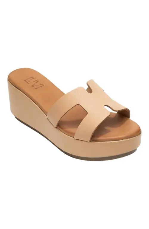 FOREVER & ALWAYS SHOES Lia Leather Platform Sandal - Dark Beige Leather