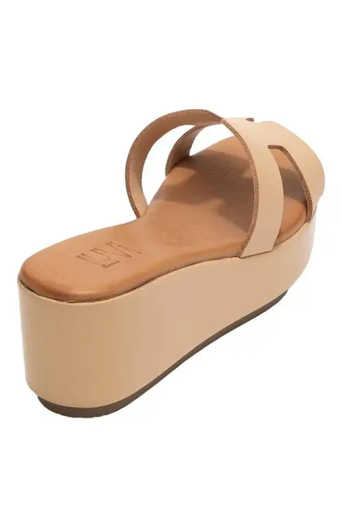 FOREVER & ALWAYS SHOES Lia Leather Platform Sandal - Dark Beige Leather