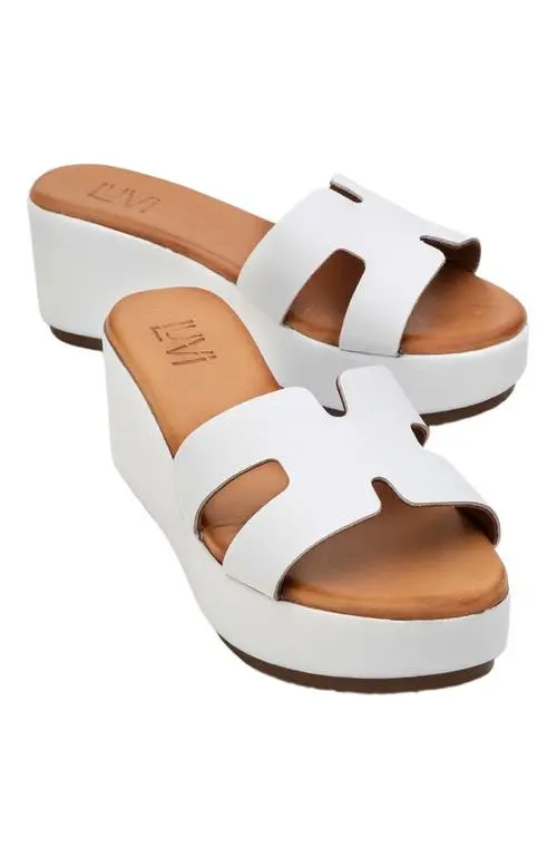 FOREVER & ALWAYS SHOES Lia Leather Platform Sandal - White Leather