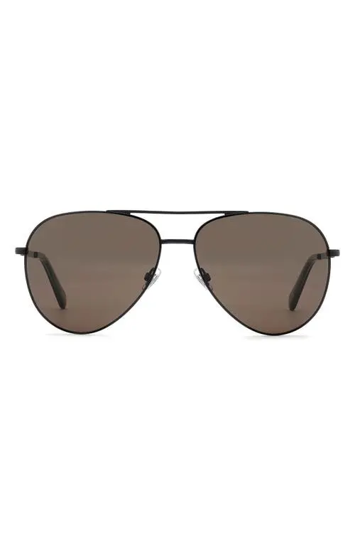 Fossil 60mm Pilot Sunglasses - Matte Black/brown