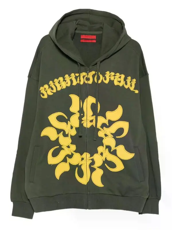 KUSIKOHC Embroidered Sun Zip-up Hoodie - Green