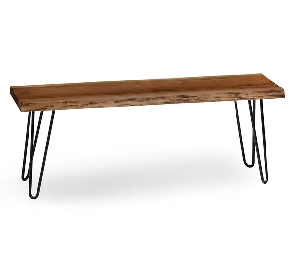 ALATERRE FURNITURE Natural Live Edge Bench With Hairpin Legs - One-color