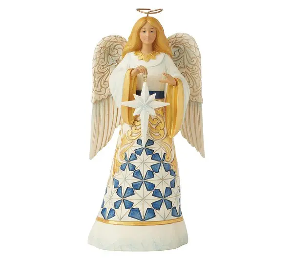 JIM SHORE Heartwood Creek Blue & Gold Angel Figurine 8.46in H - One-color
