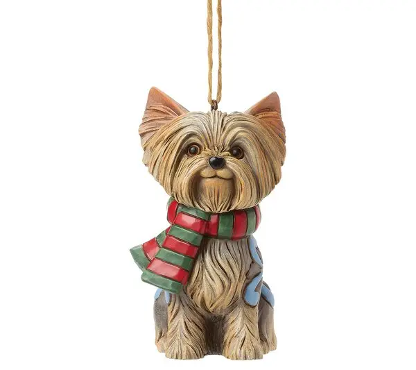 JIM SHORE Heartwood Creek Christmas Dog Yorkie Rnament 3.5' H - One-color