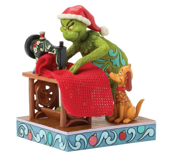 JIM SHORE Grinch Sewing Santa Suit Christmas Figurine 6.4in H - One-color