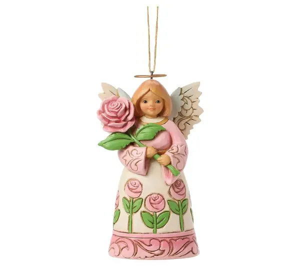 JIM SHORE Heartwood Creek Angel With Roses Orna Ment 4.5in H - One-color