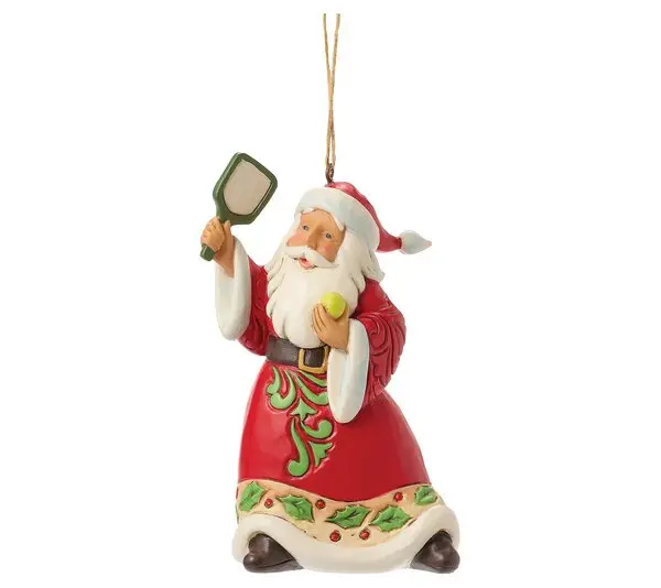 JIM SHORE Heartwood Creek Pickleball Santa Orna Ment 4.5in H - One-color