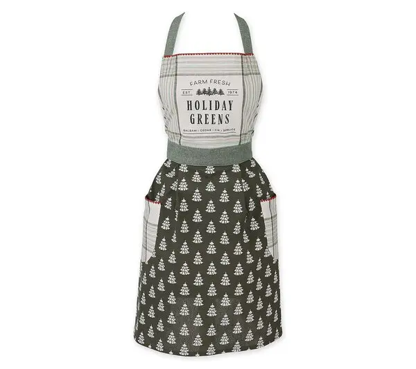 DESIGN IMPORTS Holiday Greens Printed Apron - One-color
