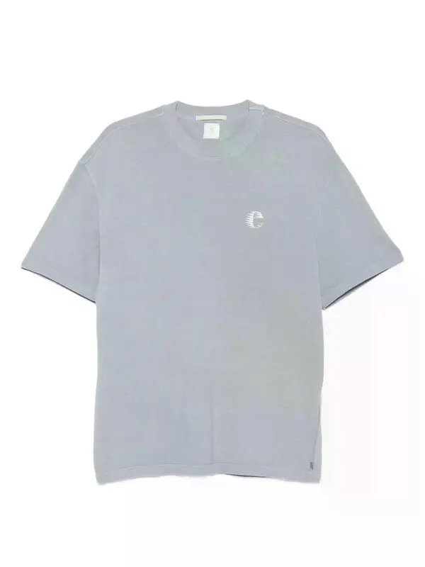 Eleventy Running Club-print Cotton T-shirt - Blue