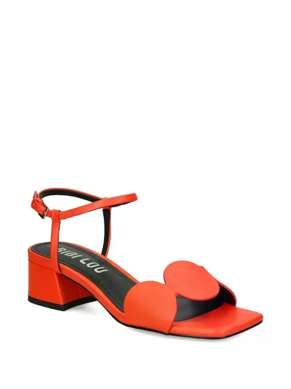 BIBI LOU Block-heel Heeled Sandals With Round Embellishments - Red