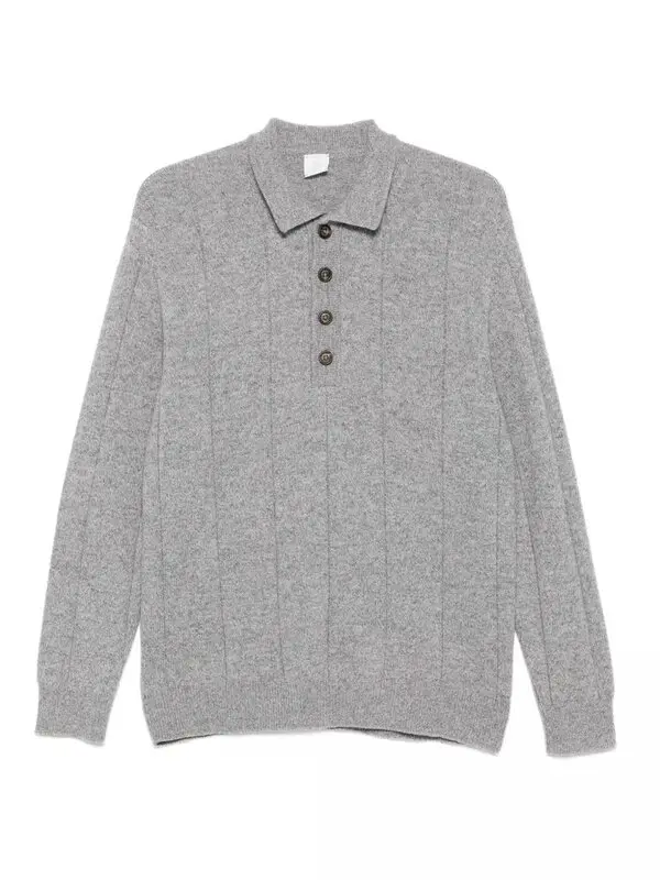 Eleventy Ribbed Polo Shirt - Grey