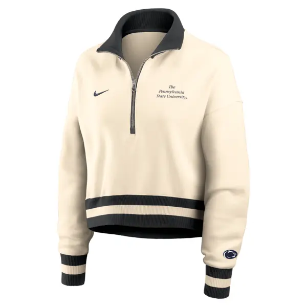 Nike Penn State Legacy Cropped 1/4-zip Crew - Brown