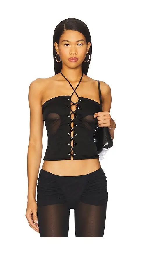 AMOR MIA Gathered Heart Top - Black