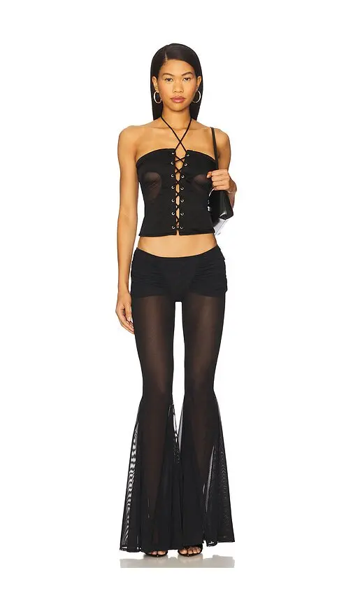 AMOR MIA Gathered Heart Top - Black