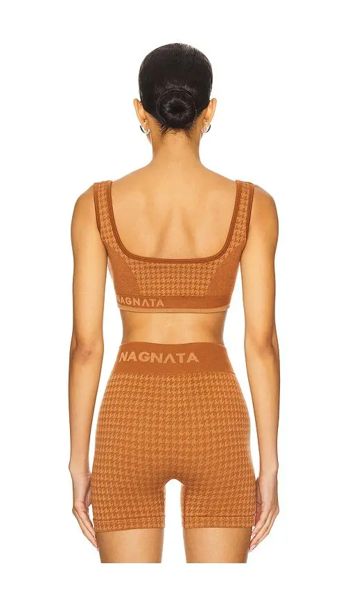 NAGNATA Houndstooth Wool Bralette In Brown