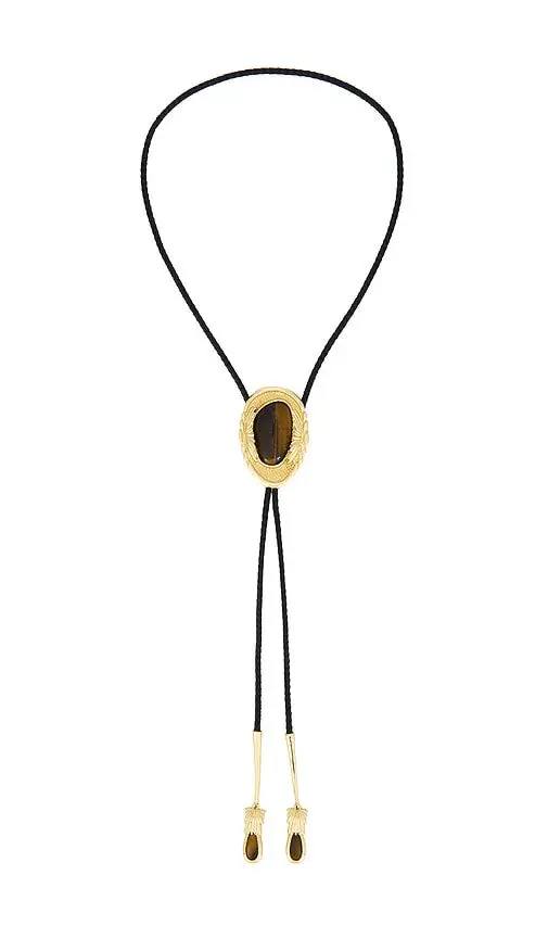 PETIT MOMENTS Dolly Bolo Tie Necklace - Gold & Brown