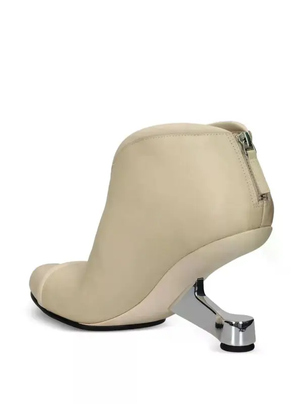 United Nude Cream Leather Zip Up Ankle Boots